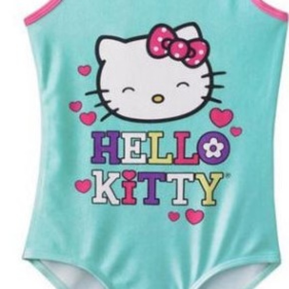 Hello Kitty | Swim | Hello Kitty Face Girls One Piece Swimsuit Aqua 5 ...